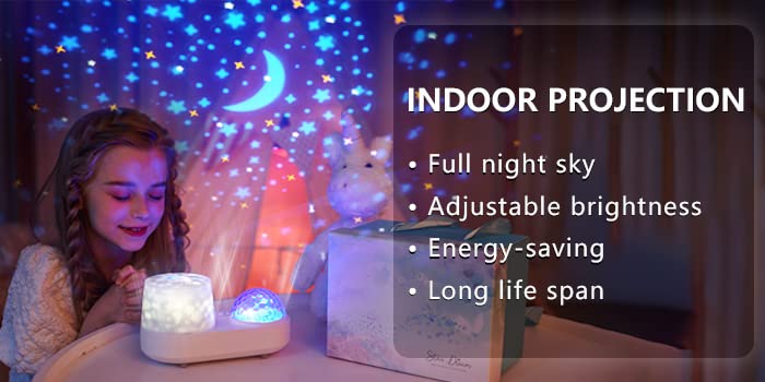 STARS LAMP Ocean Night Light Projector, Kids Galaxy Projector for Bedroom, Nebula Star projector with USB Cable, 360 Degree Rotation Kid Night Light Lamp for Decorating Party,Birthdays,Christmas Gifts