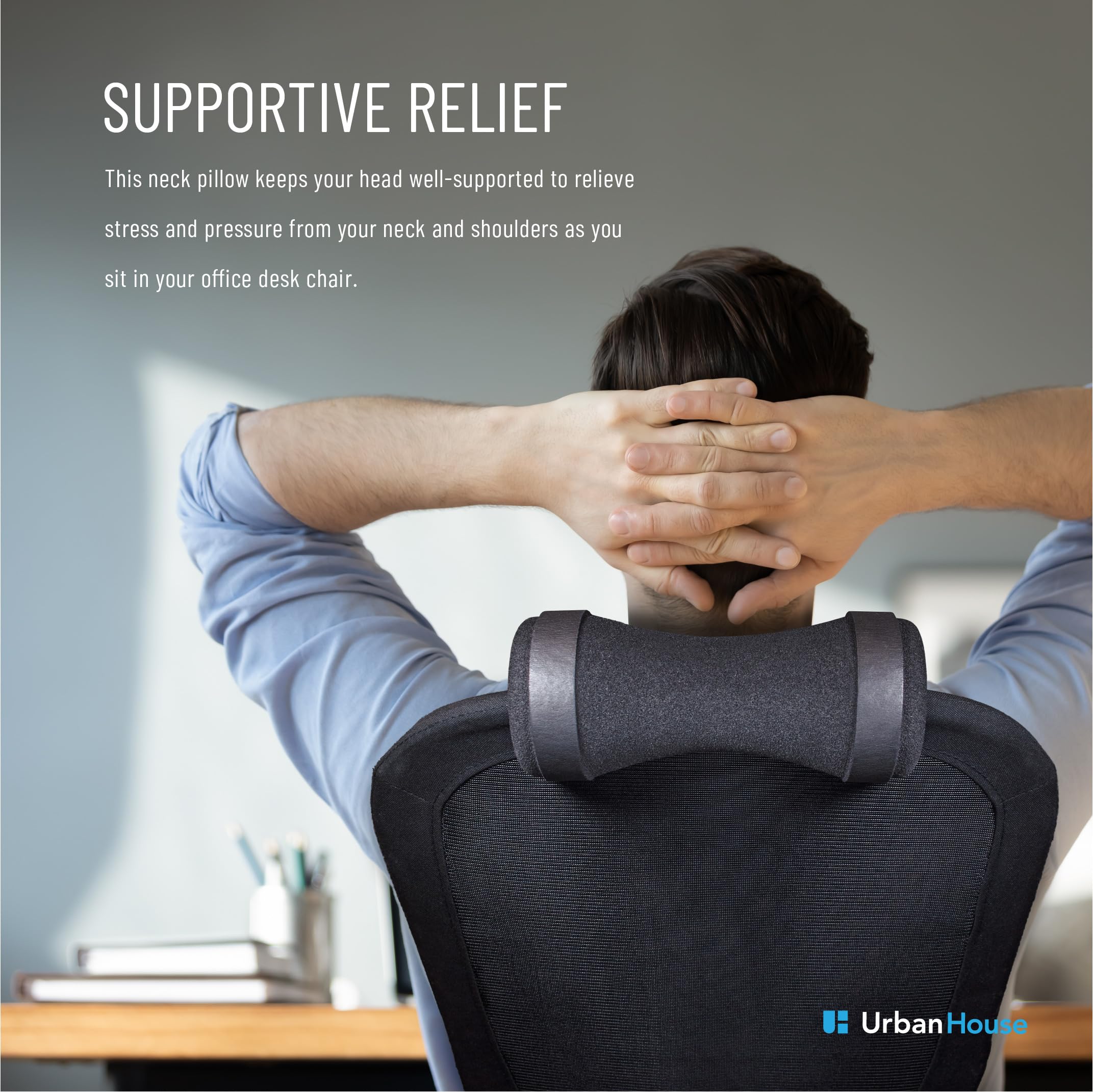 urbanhouse Neck Support Firm Pillow for Office Desk Mesh Chair Without Headrest