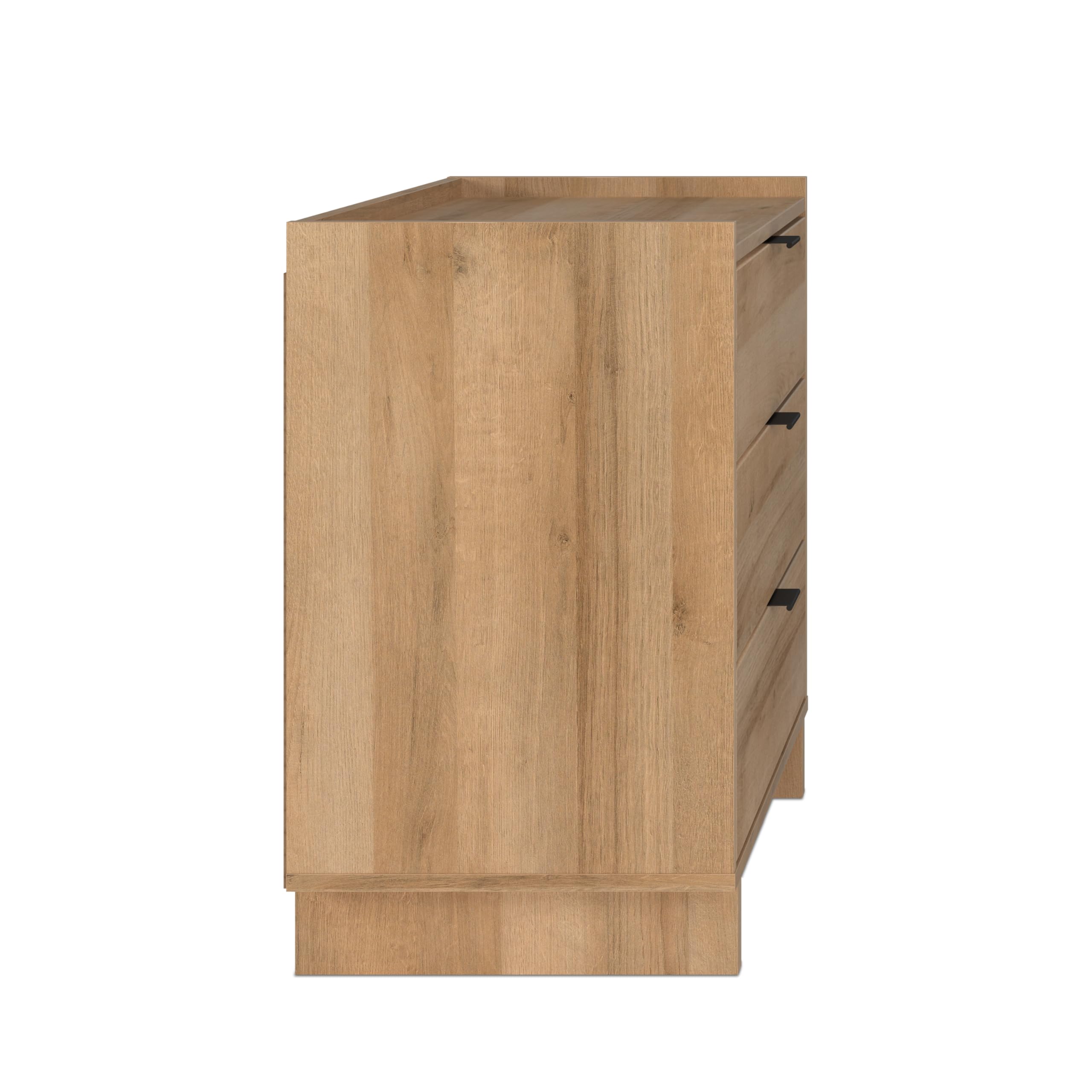 Prepac Simply Modern Nightstand Bedside Table, Natural Oak Nightstand for Bedroom, End Table with 3 Drawers 26.5" W x 26.75" H x 16" D