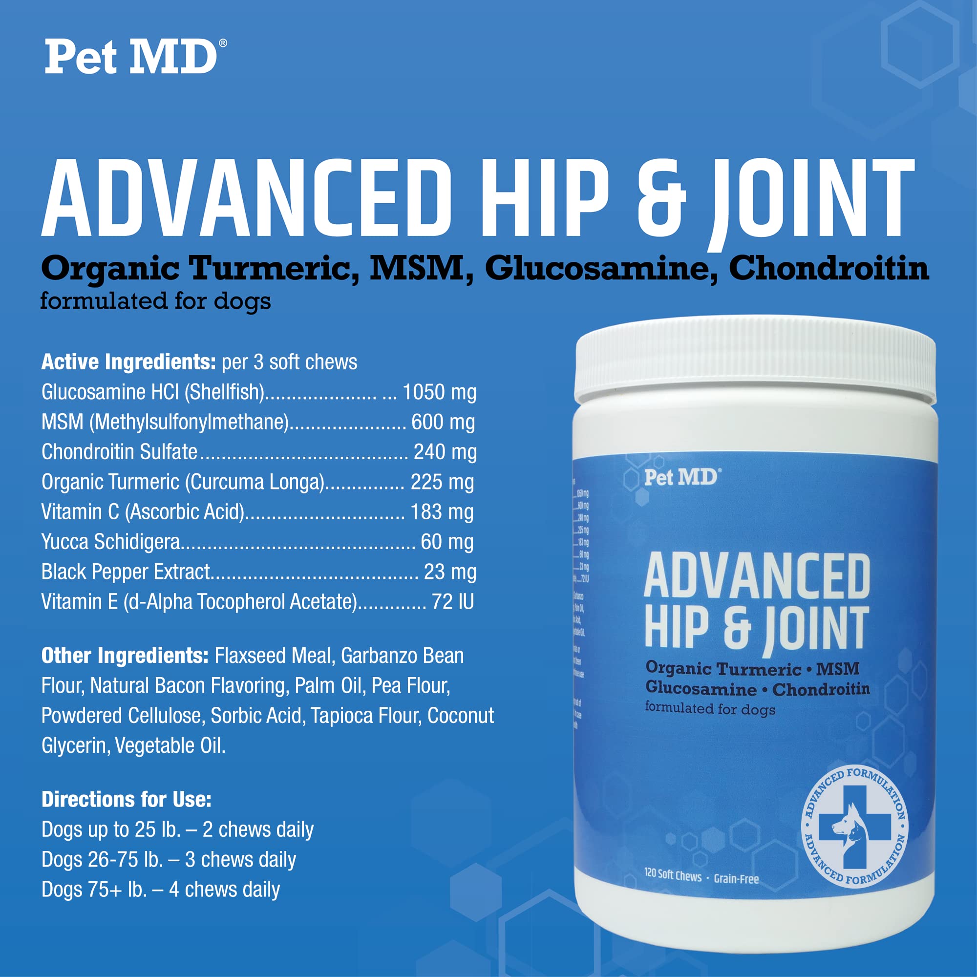 Pet MD Salmon Oil Omega 3 + Advanced Hip & Joint