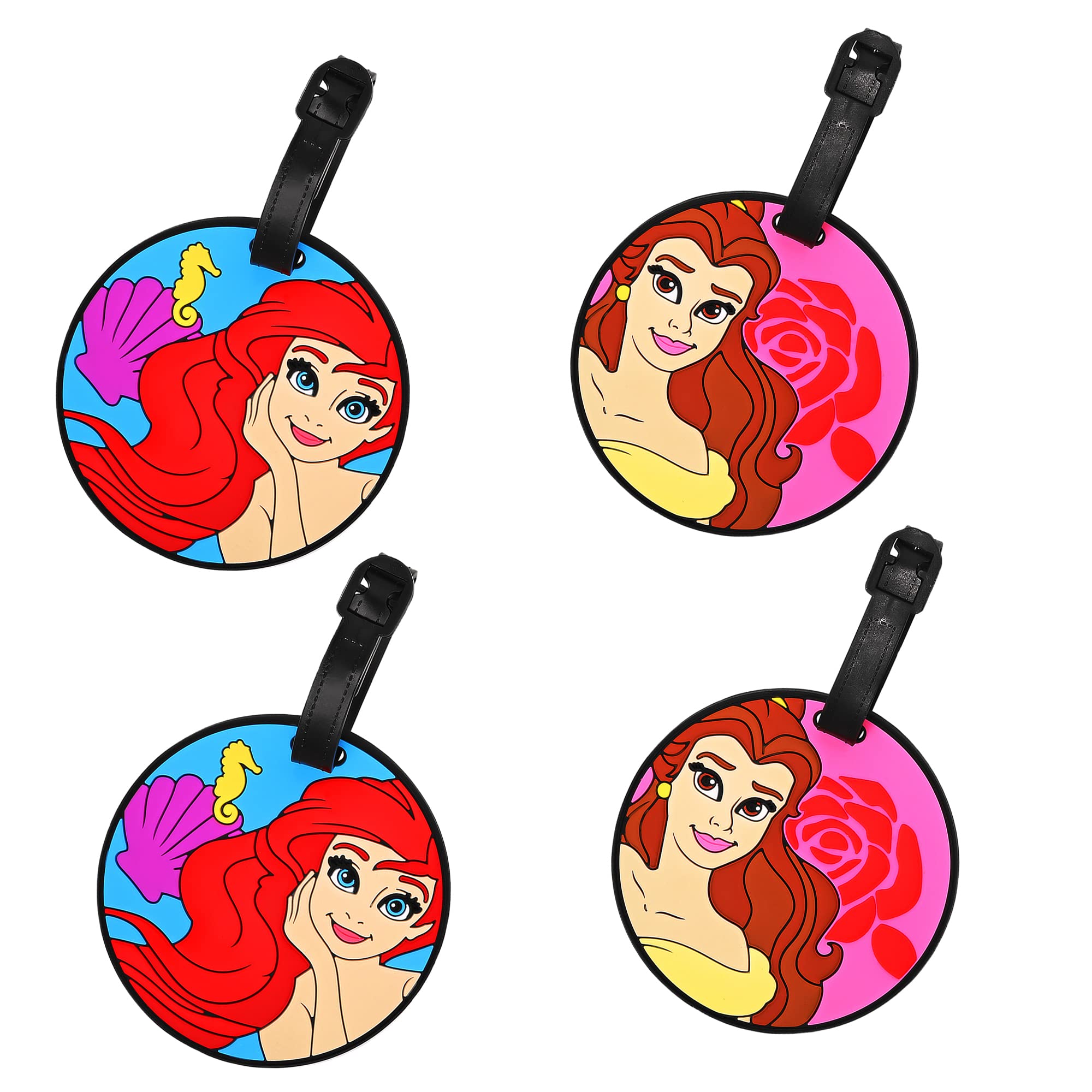 Disney Beauty & The Beast Luggage Tags 4-Piece Set - Mrs. Potts and Chip PVC Travel Tags - Disney Luggage Tag