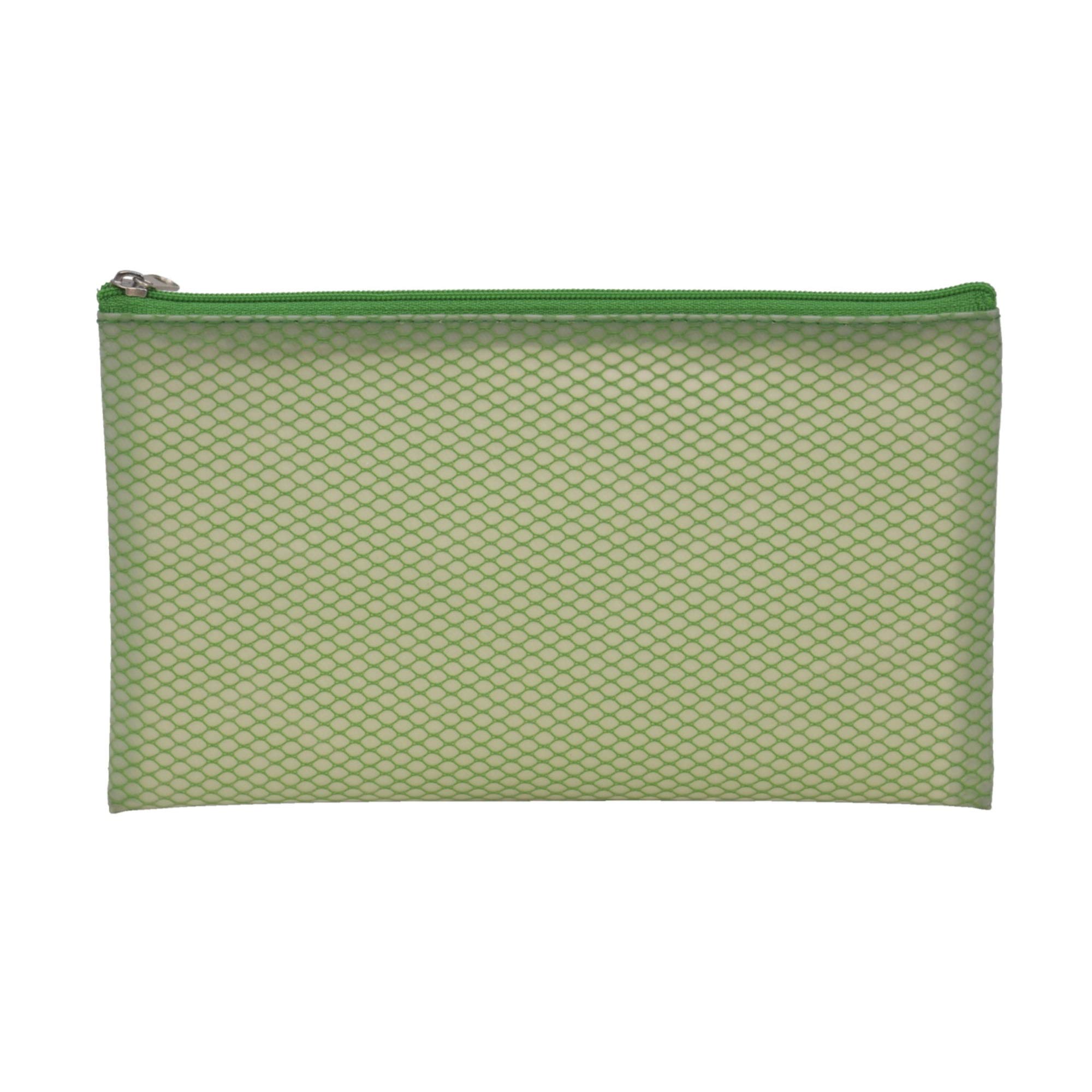 School Smart Pencil Case Pouch, Vinyl and Mesh, Green
