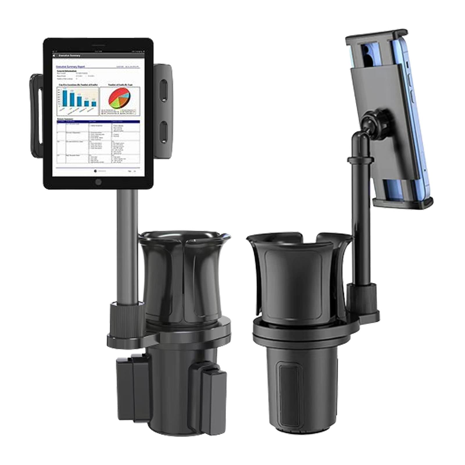 GSRUAN Cup Holder Tablet,360° Rotation Universal with Adjustable Base,Compatible 4~11inches Mobile Phones or Tablets(Black)