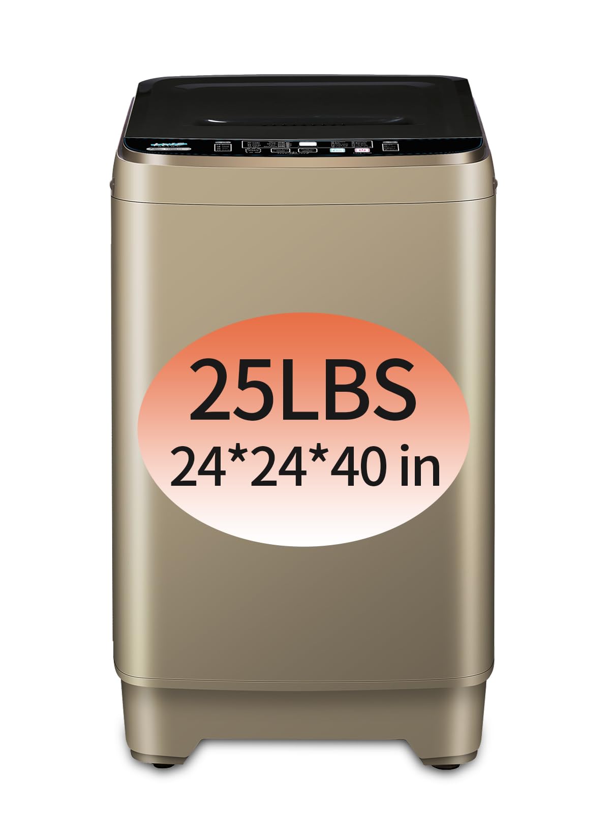 KRIB BLING Full Automatic Washing Machine with LED Display, 25 lbs Portable Washer Drain Pump, 10 Programs & 8 Water Levels Selections, Ideal for RV, Camping, Apartment, Dorm, Dark GOLD