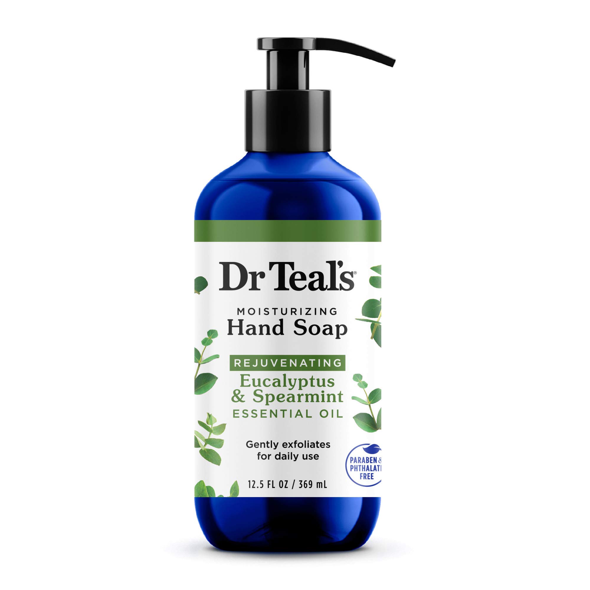 Dr Teal's Gentle Exfoliating Liquid Hand Soap, Eucalyptus & Spearmint Essential Oil, 12.5 fl oz (Packaging May Vary)