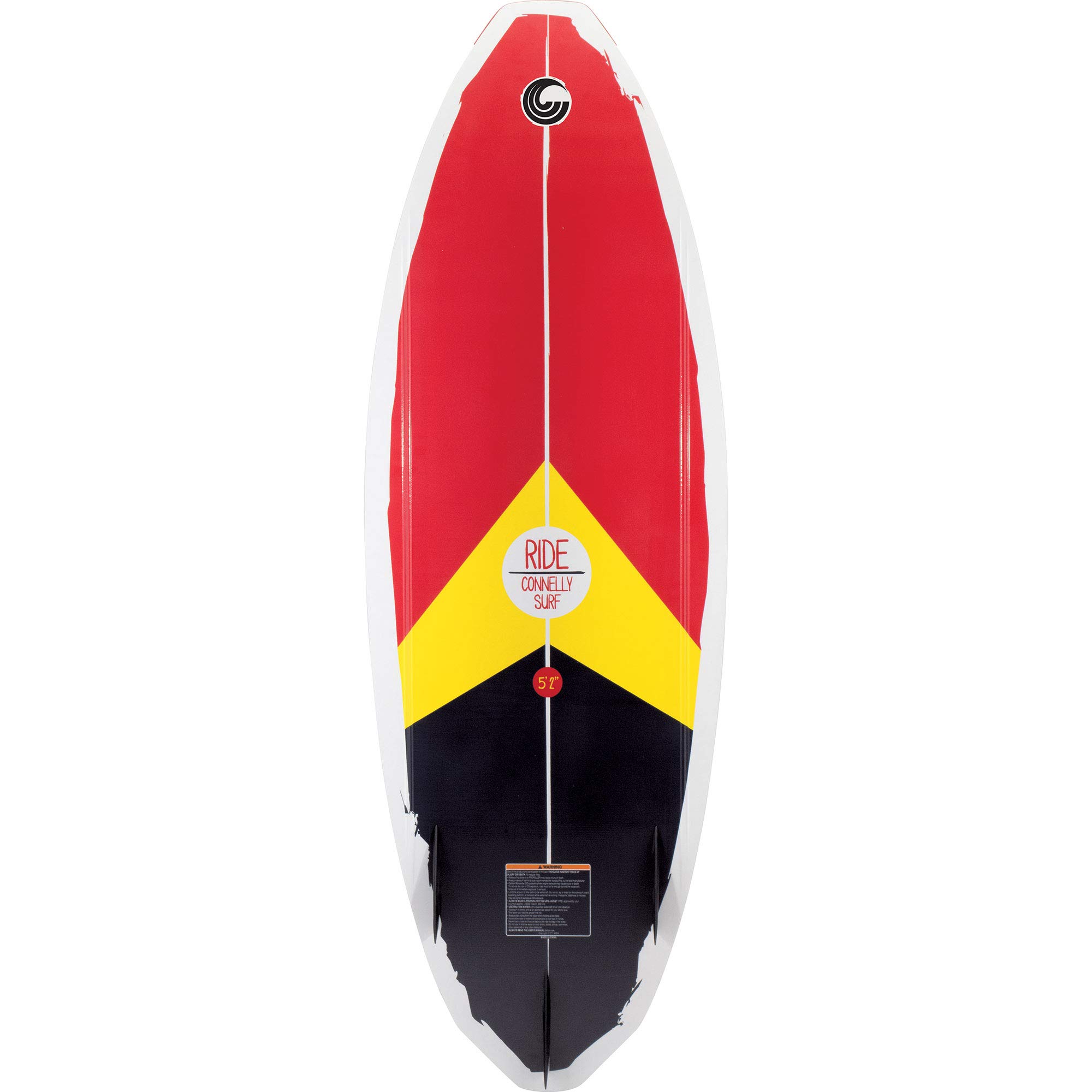 CWB Connelly Ride 5' 2" Wakesurf Board with 3 Removeable Tail Fins and Heavy Duty Grip for Beginners
