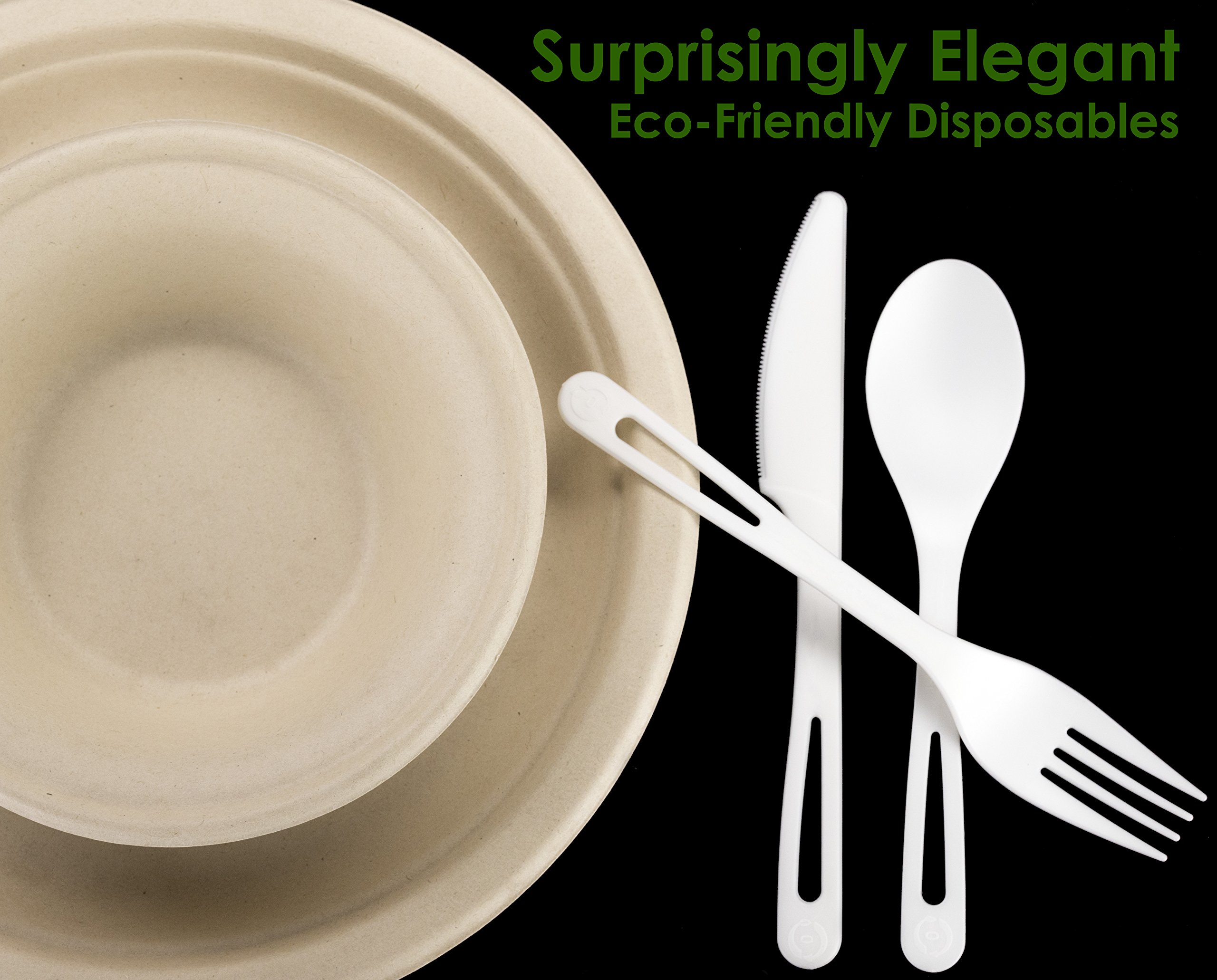 Durable Biodegradable Leak-Proof Disposable Bowls 50 Pk. Sturdy Plant-Based Gluten-Free Compostable Wheatstraw Fiber Container, Eco-Friendly Microwavable and Safe for Hot Cold or Pet Foods.