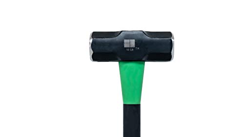 Hooyman 10lb Sledge Hammer with Heavy Duty Construction, Ergonomic No-Slip H-Grip Handles, Solid Fiberglass Cores, and Epoxy Sealed Heads for Construction, Gardening, Yard Work, and Outdoors