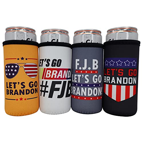 Let's Go Brandon Republican Gifts - FJB Ferk Jer Berdin LGBFJB LGB Patriotic Libertarian Dad Birthday Gift, Fathers Day Funny Beer Gifts for Men Who Have Everything, 12 oz. Slim Can Insulator Sleeve