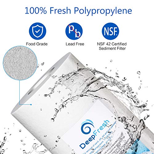 DeepFresh 5 Micron 10" x 4.5" Whole House Sediment Water Filter Replacement Cartridge Compatible with Most RO System