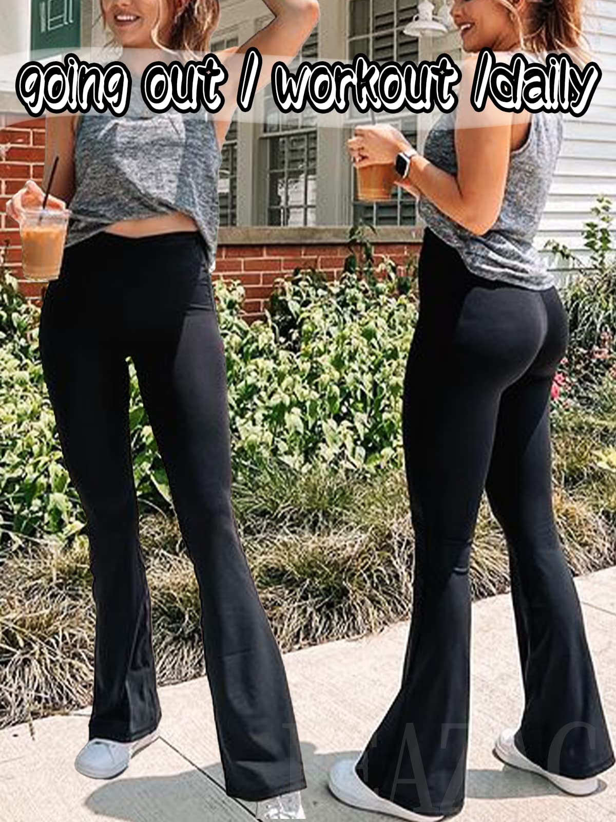 Feazac Womens V Crossover Flare Leggings with Pockets Bootcut High Waisted Yoga Pants Tummy Control Gym Workout Pants Casual Bootleg Lounge Pants Medium, Crossover - Black