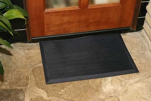 Durable Corporation 396S1624BK Heavy Duty Rubber Fingertip Entrance Mat, for Outdoor Areas, 16" Width x 24" Length x 5/8" Thickness, Black
