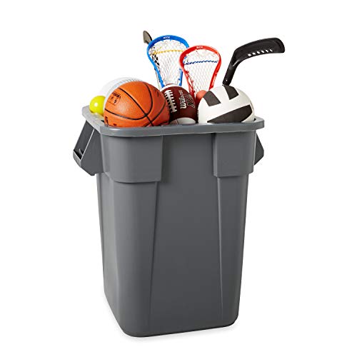 Rubbermaid Commercial LLDPE Square Brute 40-Gallon Trash Can without Lid, Gray, for Restaurants/Garages/Offices/Mailrooms/Classrooms