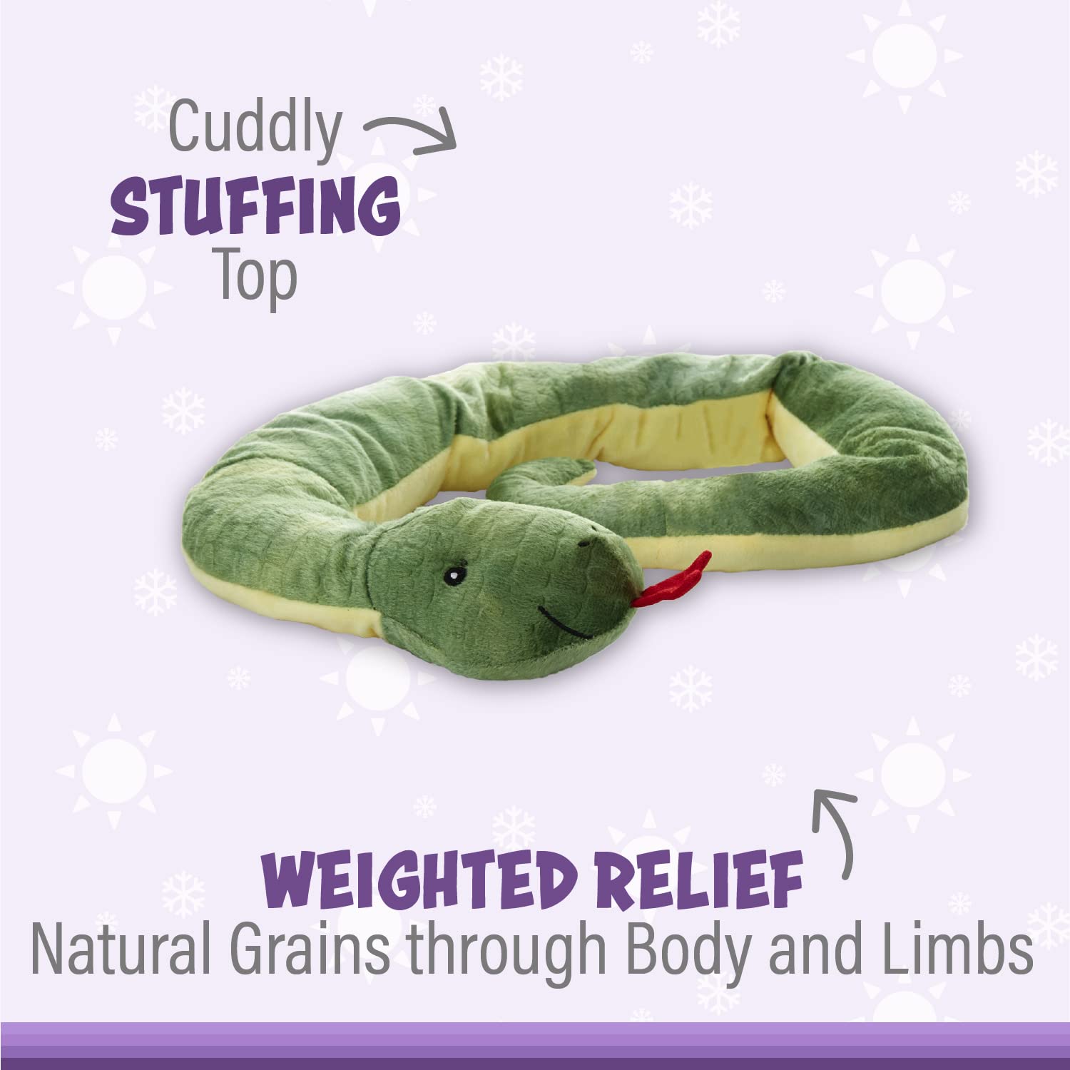 Warm Pals - Sammy The Snake - 1.5lbs - Cozy Microwavable Lavender Scented Plush Toys - Heated Stuffed Animal - Heatable Coolable Bedtime Comfort Plushie