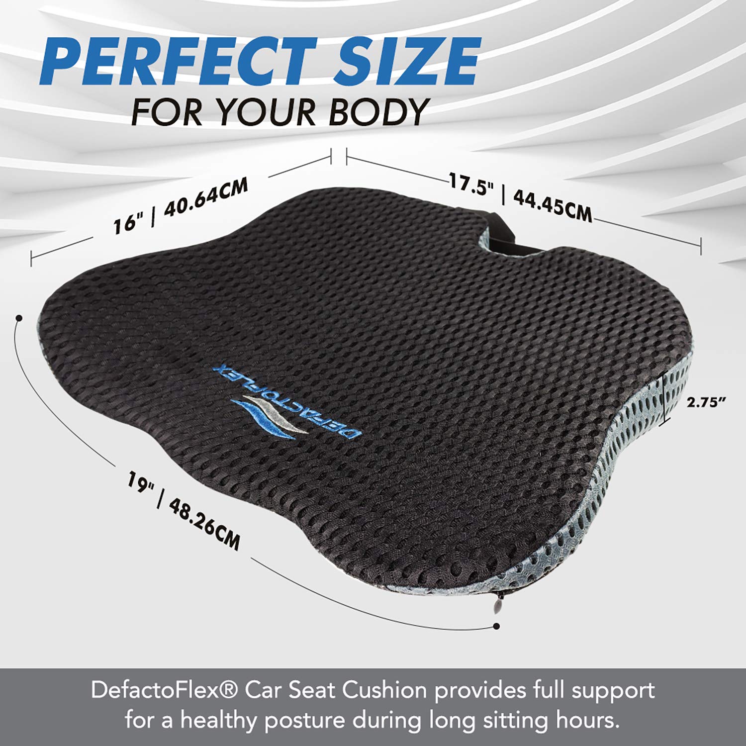 DEFACTOFLEX Wedge Seat Cushion for Car and Truck Seat Cushion - High Density Memory Foam - Coccyx and Sciatica Pillow - Slimmer Design