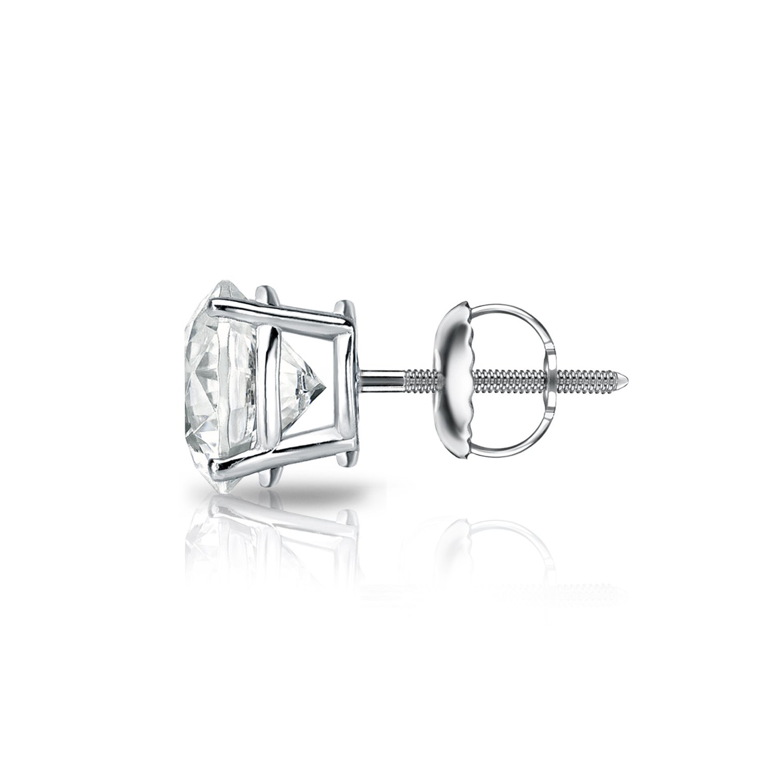 Diamond Wish 1/4 Carat Diamond Round Single Stud Earring in 14k White Gold (H-I, I1-I2, cttw) 4-Prong Basket with Screw Back