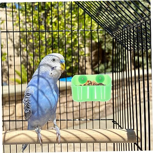 MERRYHAPY 2pcs Parrot Feeder Bird Cage Food Bowl Pet Supplies Birds Feeders Cups Plastic Stainless Steel