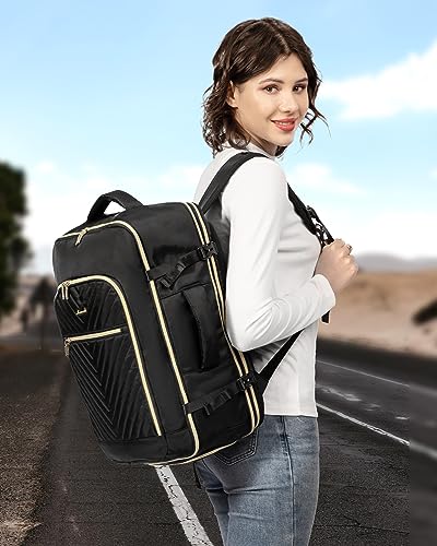 LOVEVOOK Travel Backpack,Carry On Backpack Flight Approved with Toiletry Bag,Expandable Large Laptop Backpack Women Waterproof Backpack Fit 17.3 Inch with USB Charging Port Shoes Compartment