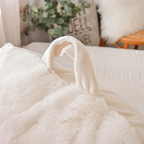 NTBED Reading Pillow Faux Fur Bed Wedge Backrest with Arms,Couch TV Relax Bed Rest Pillow Back Support Cushion for Kids Teens Boys Girls(White)