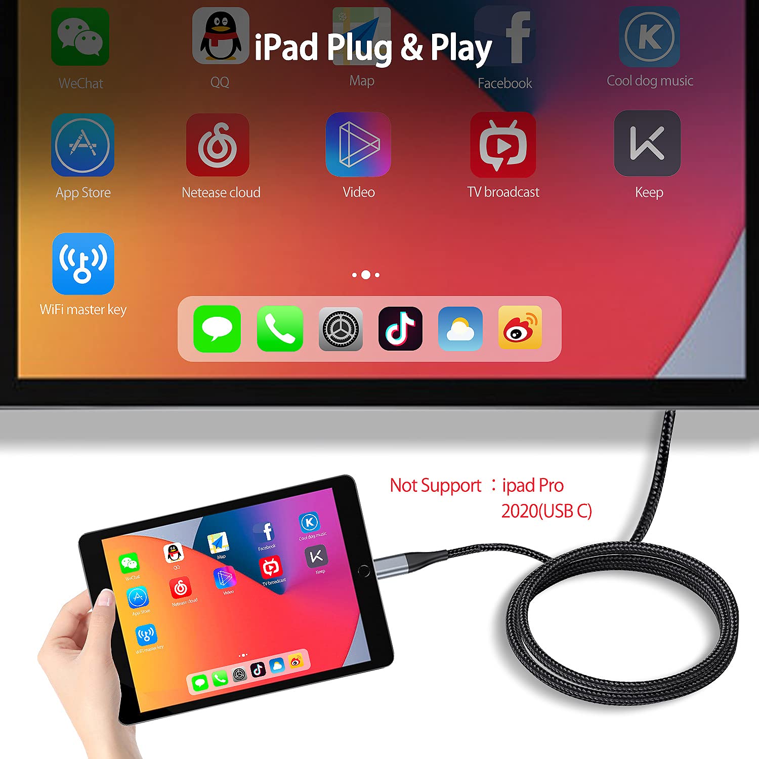 Luyuan Inc HDMI Cable for iPhone, HDMI Converter Cable 2.0m, Phone/Pad/Pod to TV, HDMI Connection Cable, OS 11, 12, 13, 14, YouTube TV Output, High Definition HD1080P Grey, 2M