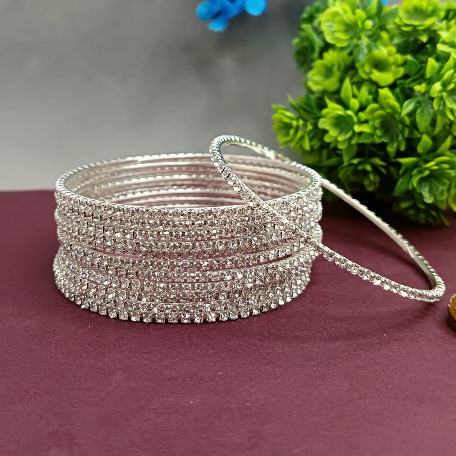 Efulgenz Indian Bangle Rhinestone CZ Crystal Wedding Bridal Bracelet Jewelry for Women