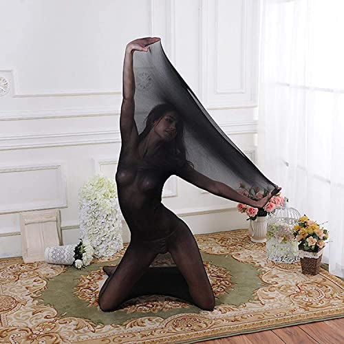 DUANYU Stocking Sleeping Bag for Full Body, Women's Opaque Microfibre Tights High Elastic Ultrathin Transparent Full Sleeping Bag Body Sock (Black)
