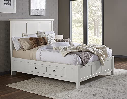 Modus Furniture Solid Wood 2-Side Storage Bed, California King, Paragon - White