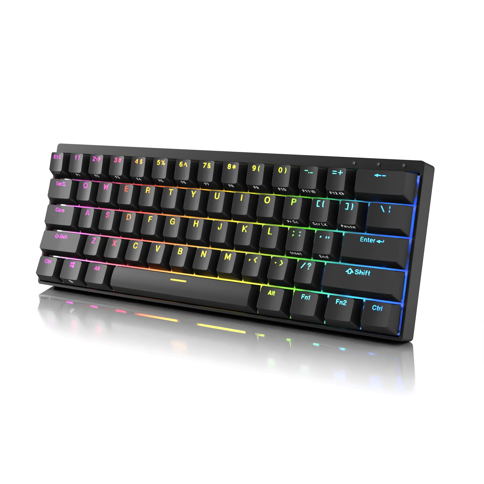 DURGOD HK Venus RGB Mechanical Gaming Keyboard | 60% Layout | USB C Wired | Doubleshot PBT Keycaps | Cherry Profile | NKRO Rollover | Windows & Mac | Aluminium Chassis| Gateron Silent Brown, Black