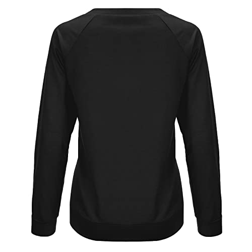 GuangYuan Pullovers For Women Casual Funny Christmas T-Shirt Large Size Slouchy Sweatshirt Drop Shoulder Pullover Clothes Outfits Black