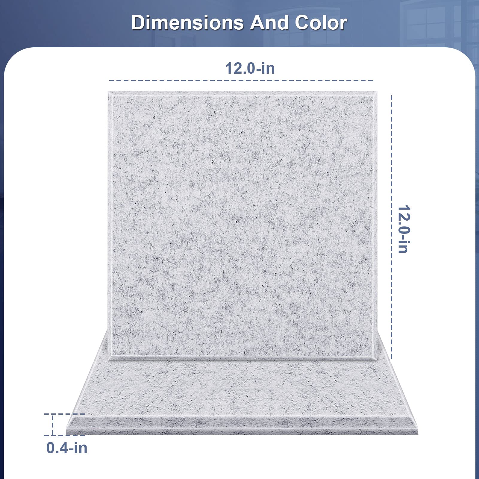 DEKIRU 12 Pack Acoustic Foam Panels, 12 X 12 X 0.4 Inches Soundproofing Insulation Absorption Panel High Density Beveled Edge Sound Panels (Normal version, Grey)