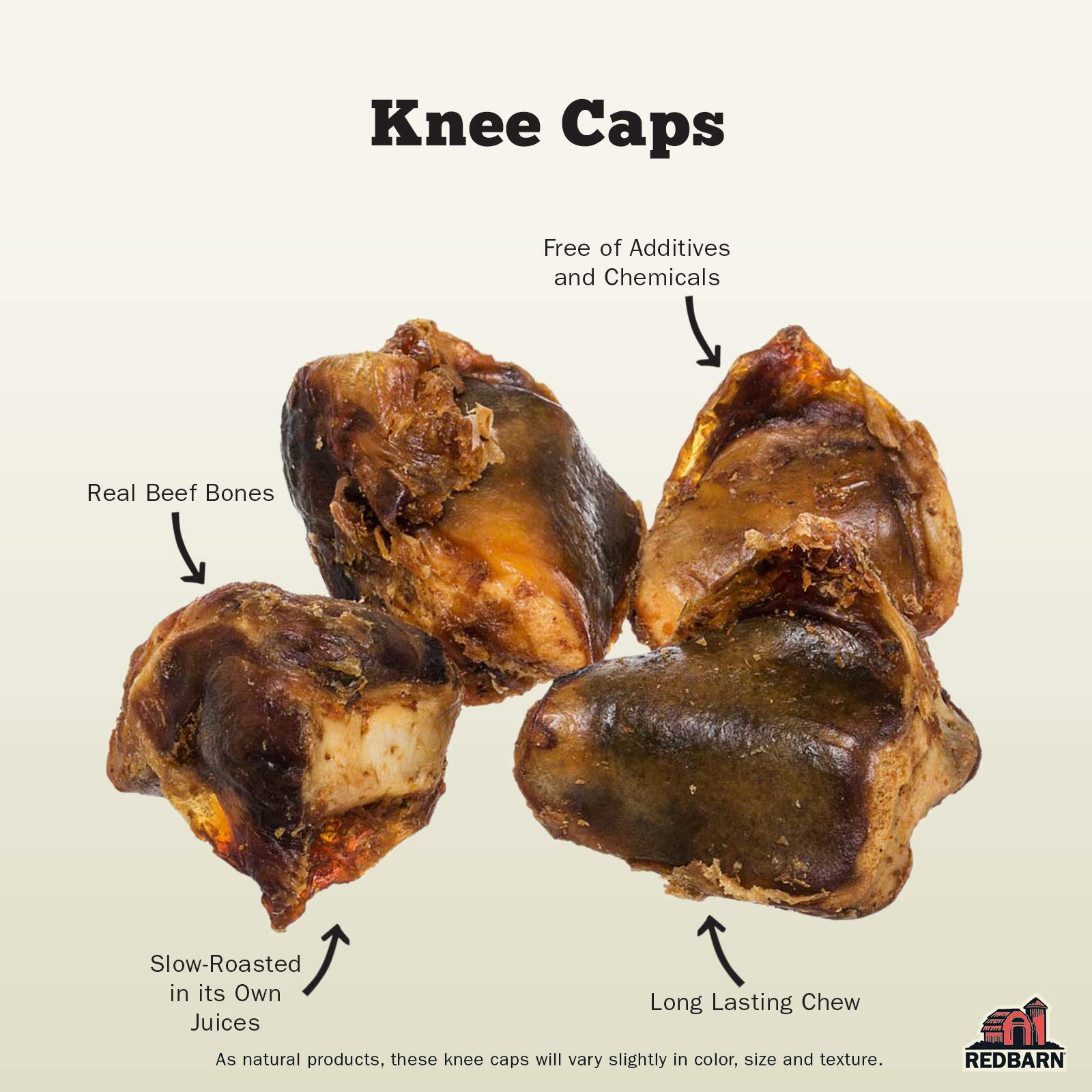 Redbarn Knee Caps for Dogs, All-Natural Single-Ingredient Chews | Great for Aggressive/Power Chewers, 4-Count (Pack of 3)