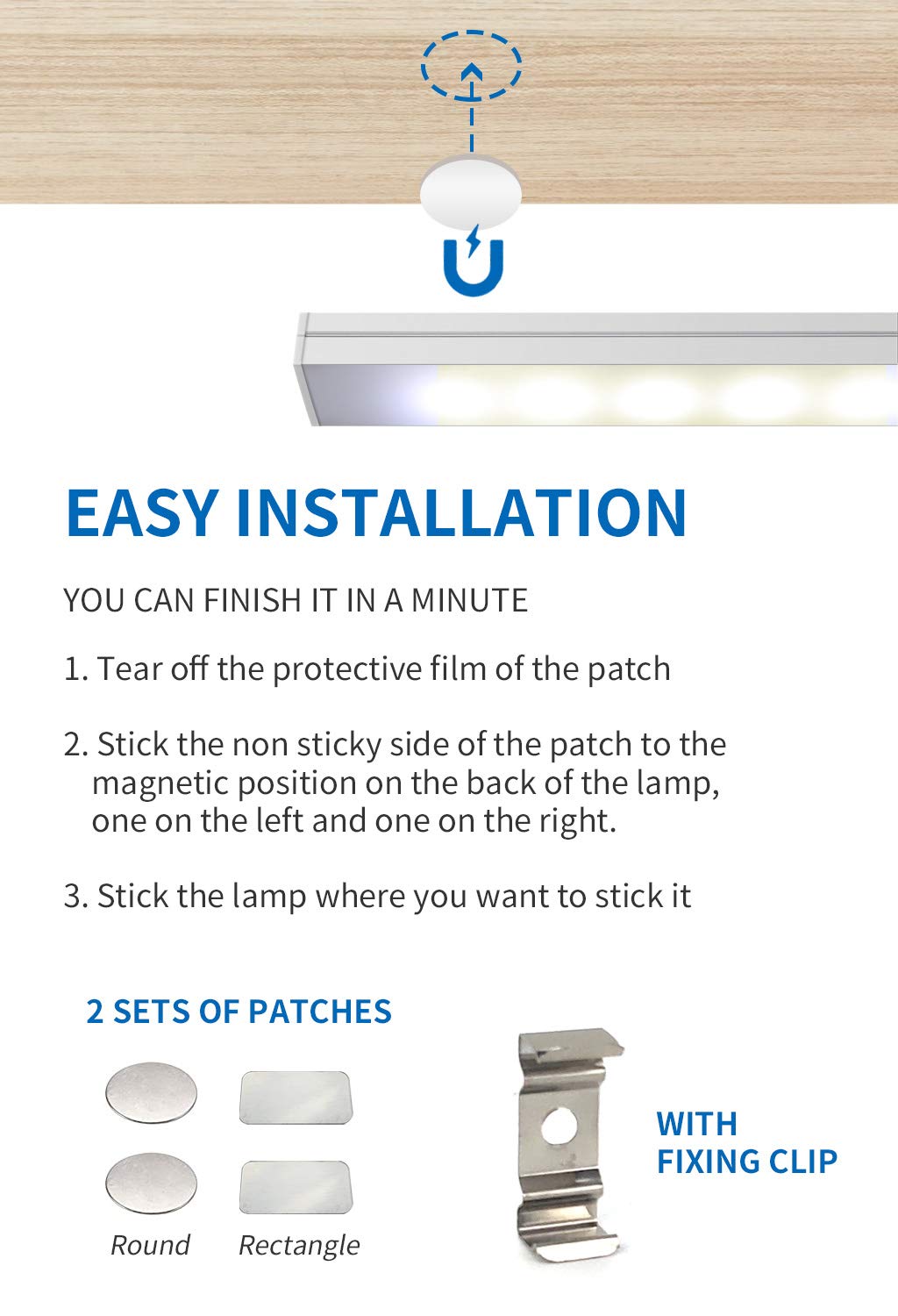 Dimmable LED Under Couter Lighting 3 color Temperature, 6th levels Brightness and Stepless Dimming, White Light Nature Light Warm Light, USB Powered LED Light Bar