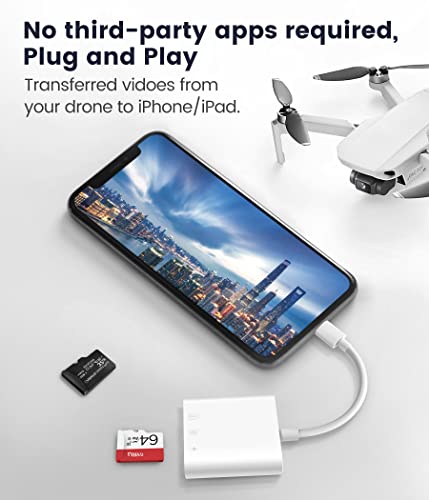 SD Card Reader for iPhone iPad,Oyuiasle Trail Game Camera SD Card Viewer with Dual Slot for MicroSD/SD,Photography Memory Card Adapter,Plug and Play