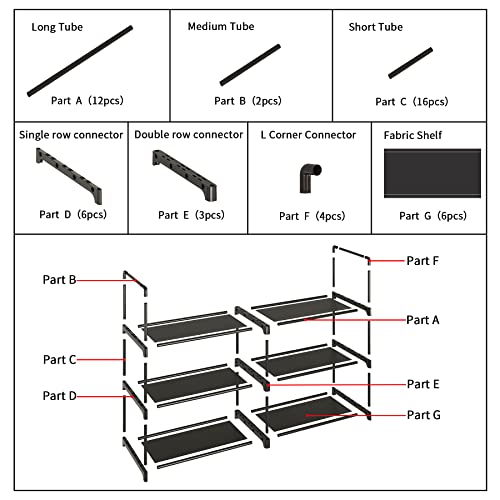 Yegazte Long 3-Tier Shoe Rack, Wide Shoe Storage Organizer Stackable Space Saving Shoe Shelf for 12-15 Pairs, Shoe Stand for Closet, Entryway and Hallway(White)