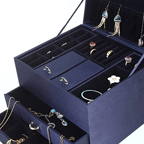 KYUSAR Jewelry Case Jewelry Boxes 3-Layer Silk Surface Velvet Jewelry Organizer Box Jewelry Display Storage Case Small 2 Watch Pillow Box. Jewelry Organizer ( Color : Onecolor , Size : 23x20x19cm )