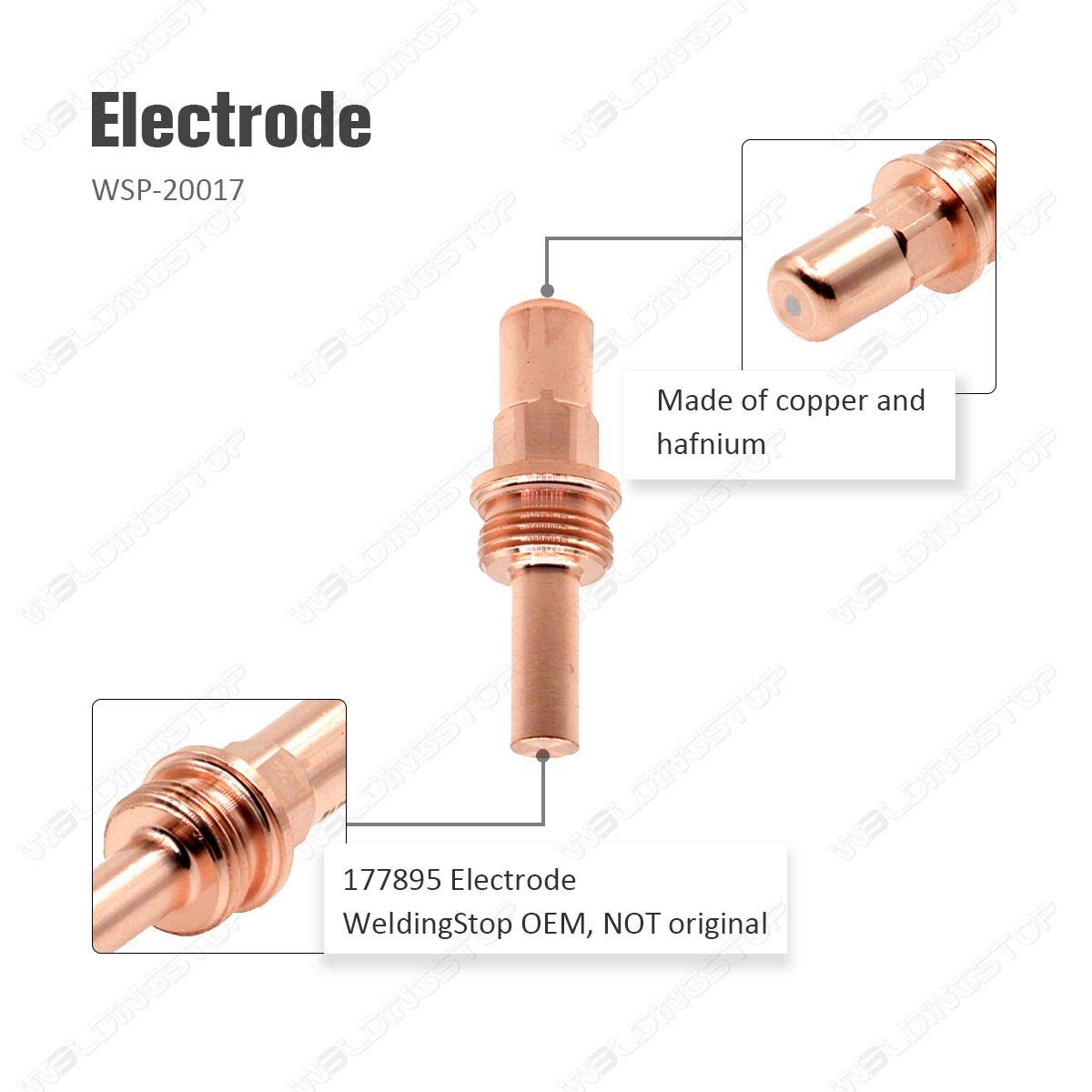 WeldingStop 177896 Tip 177895 Electrode Compatible with Miller Spectrum 3080 Plasma Cutter ICE-80C ICE-80CM Torch