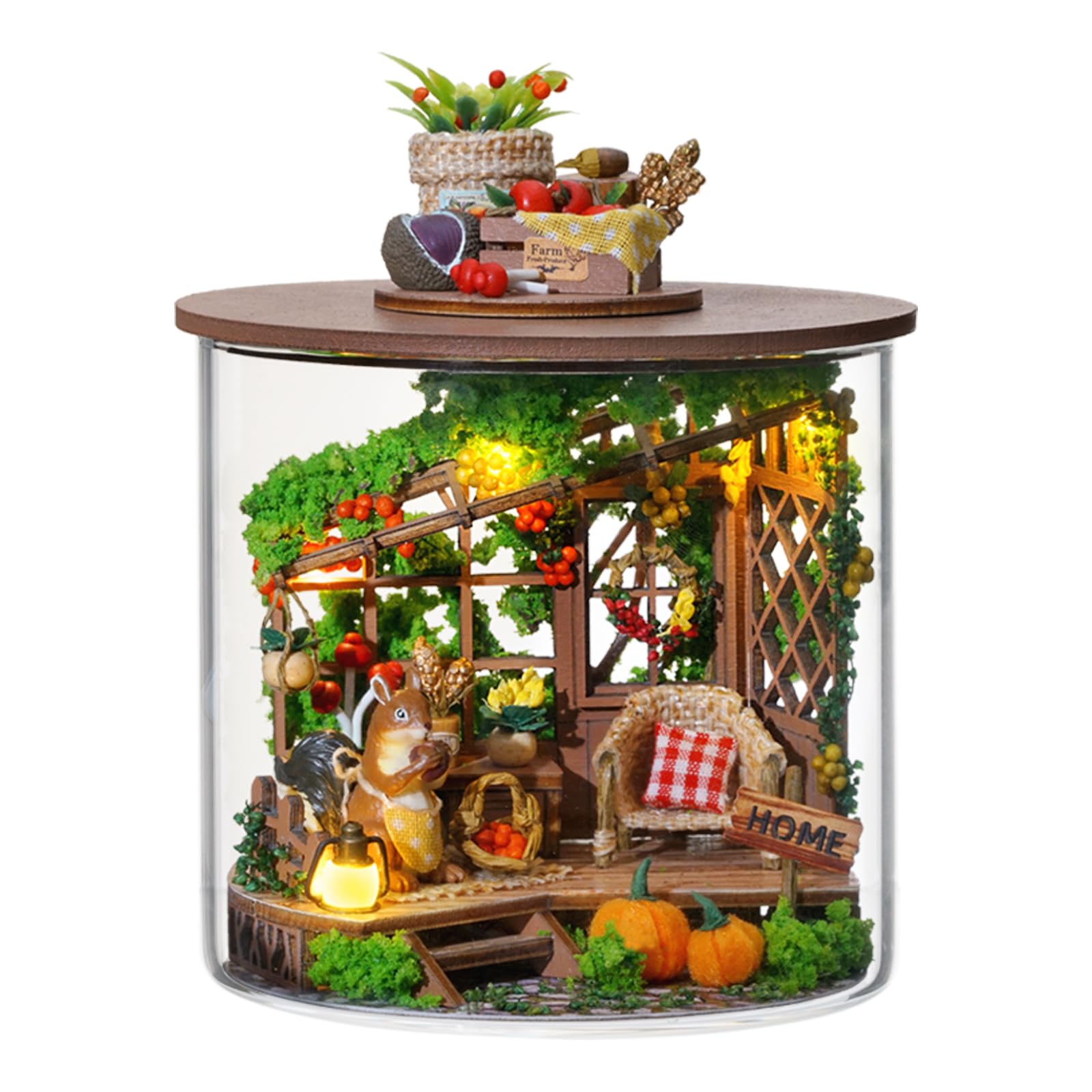 Flever Dollhouse Miniature DIY House Kit Creative Room Dream Bottle Series with Furniture for Romantic Valentine's Gift (Time Magic)