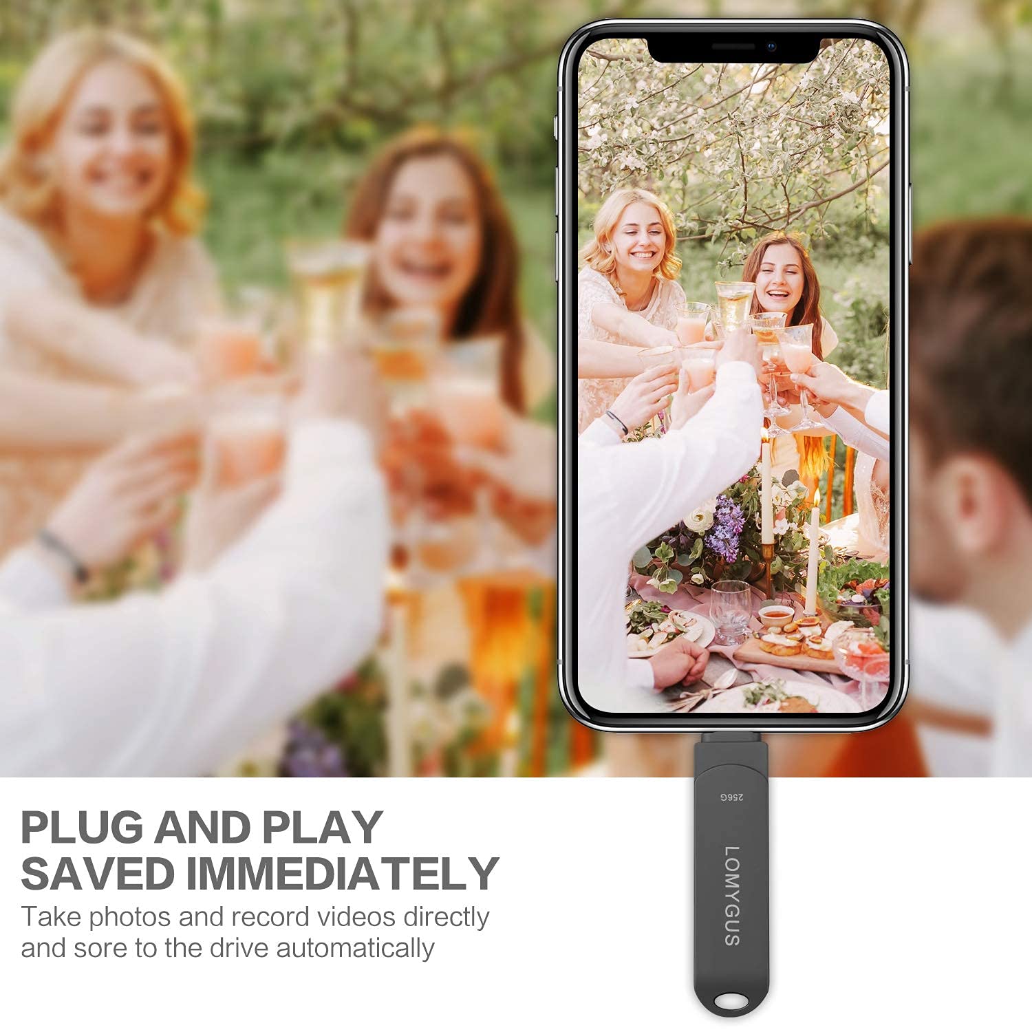 Photo Storage for Phone Flash Drive 256GB, Memory Stick for Phone by LOMYGUS Compatible iOS and USB-c of MacBook USB3.0 of Computer(Pink 256GB)