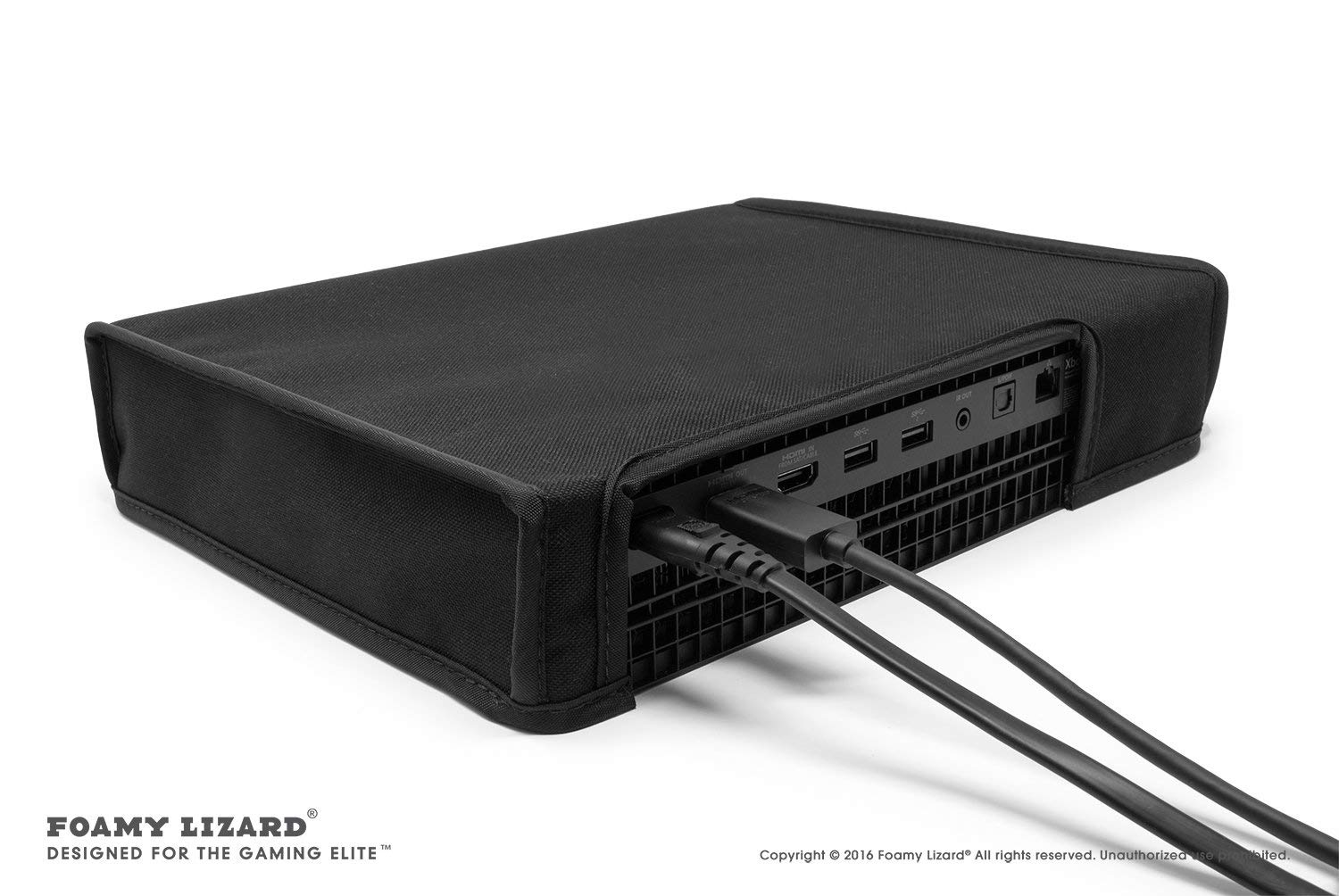 Dust Cover for XBox One X by Foamy Lizard – THE ORIGINAL MADE IN U.S.A. TexoShield premium ultra fine soft velvet lining nylon dust guard with back cable port (Horizontal)