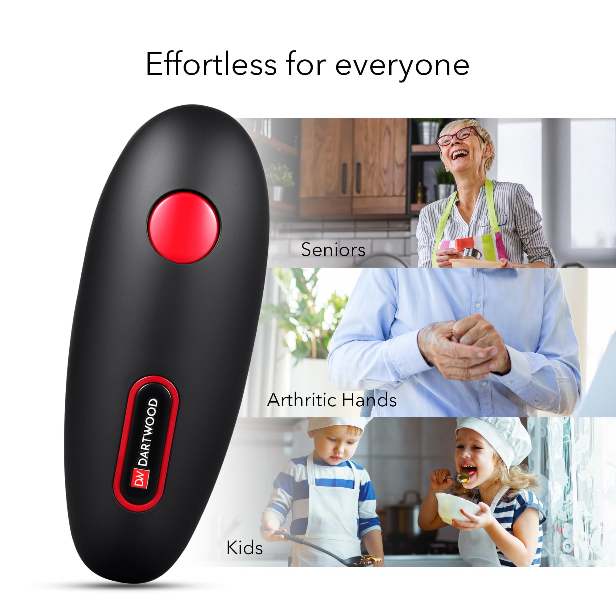 Dartwood Electric Can Opener - Automatic Grip and Battery Operated - Great Addition to Your Kitchen Accessories (Battery Not Included)
