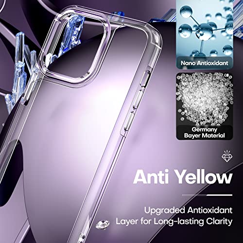 TAURI 5-in-1 for iPhone 14 Pro Case Clear, [Not Yellowing] with 2X Screen Protectors + 2X Camera Lens Protectors, [Military Grade Drop Protection] Shockproof Slim Phone Case for iPhone 14 Pro
