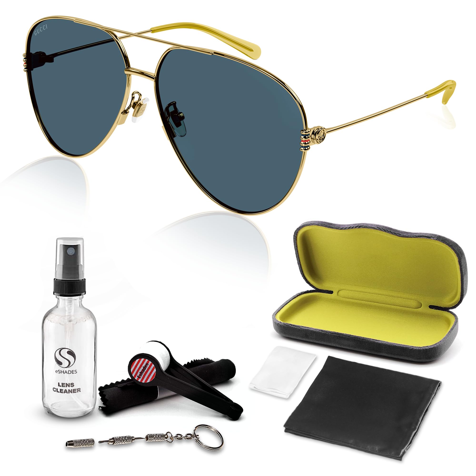 Gucci GG1280S Designer Lightweight Metal Aviator Shape Sunglasses: Aviator Frame Eyewear with Non-Polarized Lenses - Epitome of Luxury and Style