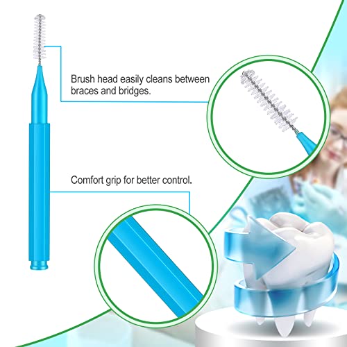 Nuogo 500 Pieces Braces Brush Interdental Cleaner Floss Heads Dental Teeth Cleaning Tools with Soft Bristles Oral Hygiene Flosser Toothpick Cleaners Kit, 4 Colors