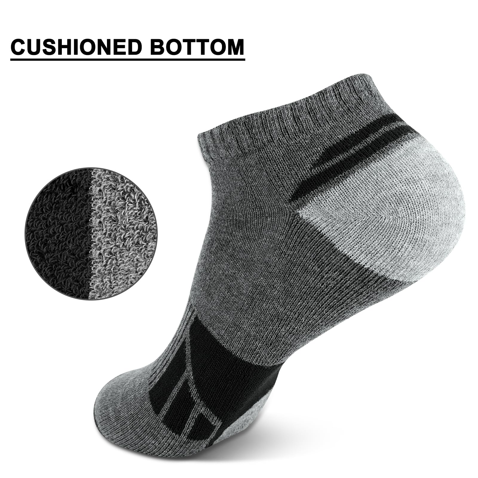 eallco 8 Pairs Mens Ankle Socks Low Cut Socks for Men Sock Size 10-13