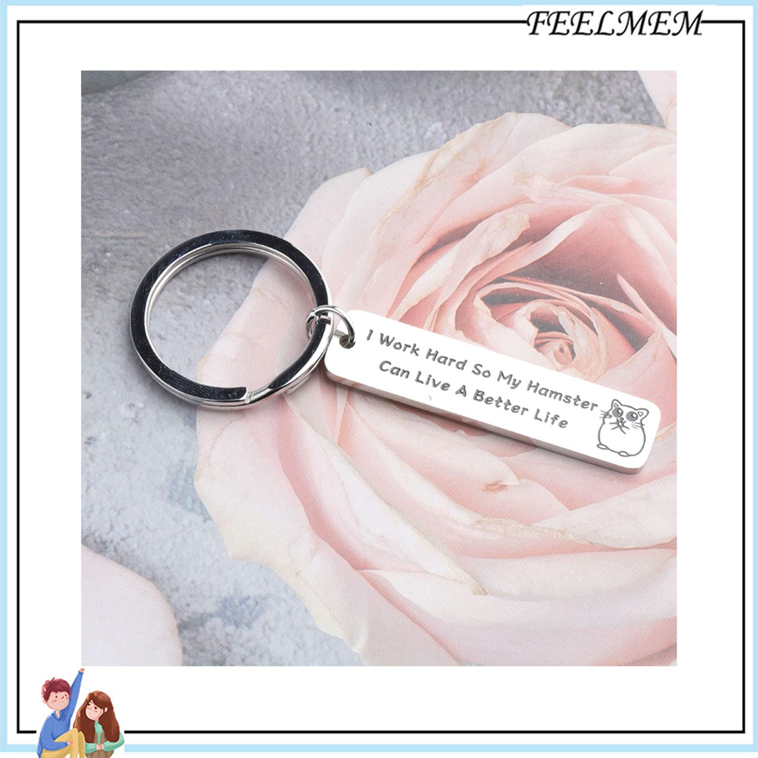 FEELMEM Pet Lover Gift I Work Hard So My Hamster Can Live A Better Life Keychain Animal Lover Jewelry Gift for Women (I work-ky)
