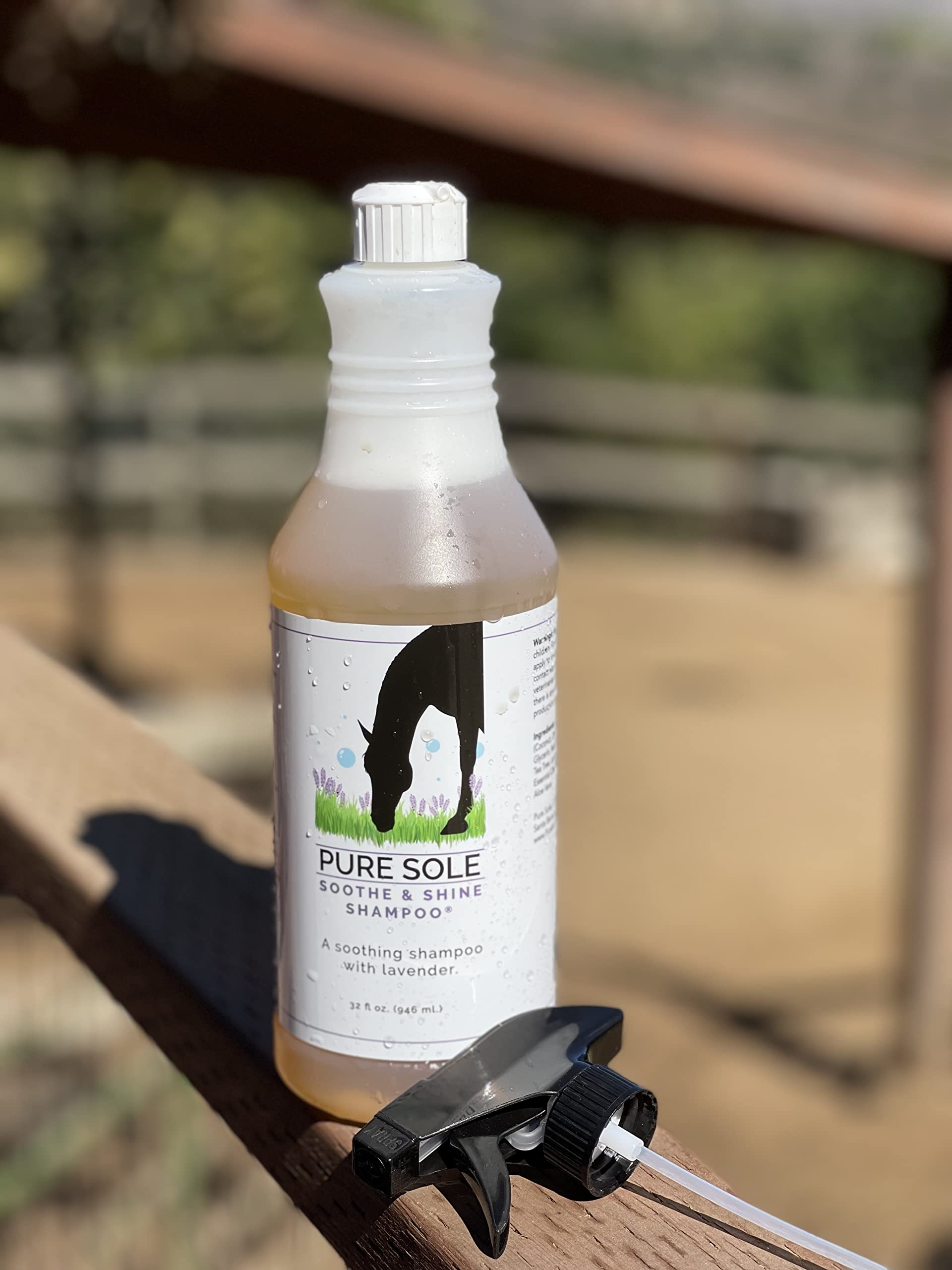 Pure Sole Soothe & Shine Shampoo - A Gentle Deep Cleaning Moisturizing Horse Shampoo - Hydrates Skin and Conditions Coat. - Perfect for Mane and Tail Too - 32 oz.