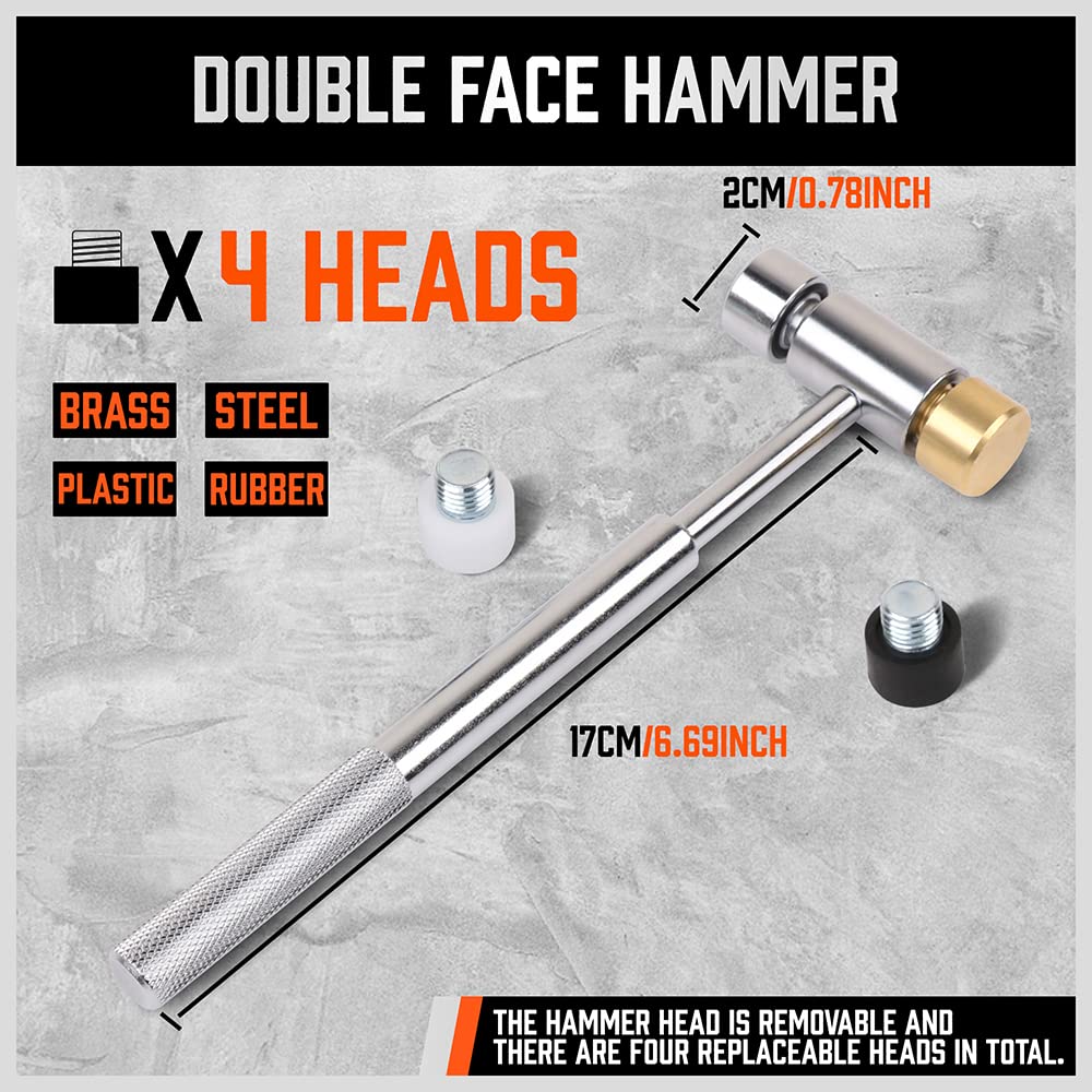 HORUSDY 22-Piece Punch Set and Hammer with Brass, Hollow, Steel, Plastic Punches, Brass Punch for Maintenance.