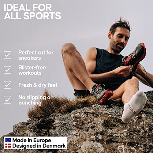 DANISH ENDURANCE 3 Pack Low-Cut Athletic Socks, Moisture Wicking, Men & Women, Blue/Orange, 9-13