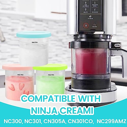 TERWOK Ice Cream Pints Containers - 4 Pack Ice Cream Containers and Lids Replacement for Ninja Creami Compatible with NC300,NC301,CN305A,CN301CO(4)