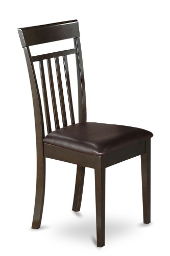 East West Furniture ANCA5-CAP-LC 5 Piece Dinette Set for 4 Includes a Round Kitchen Table with Pedestal and 4 Faux Leather Upholstered Dining Chairs, 36x36 Inch, Cappuccino